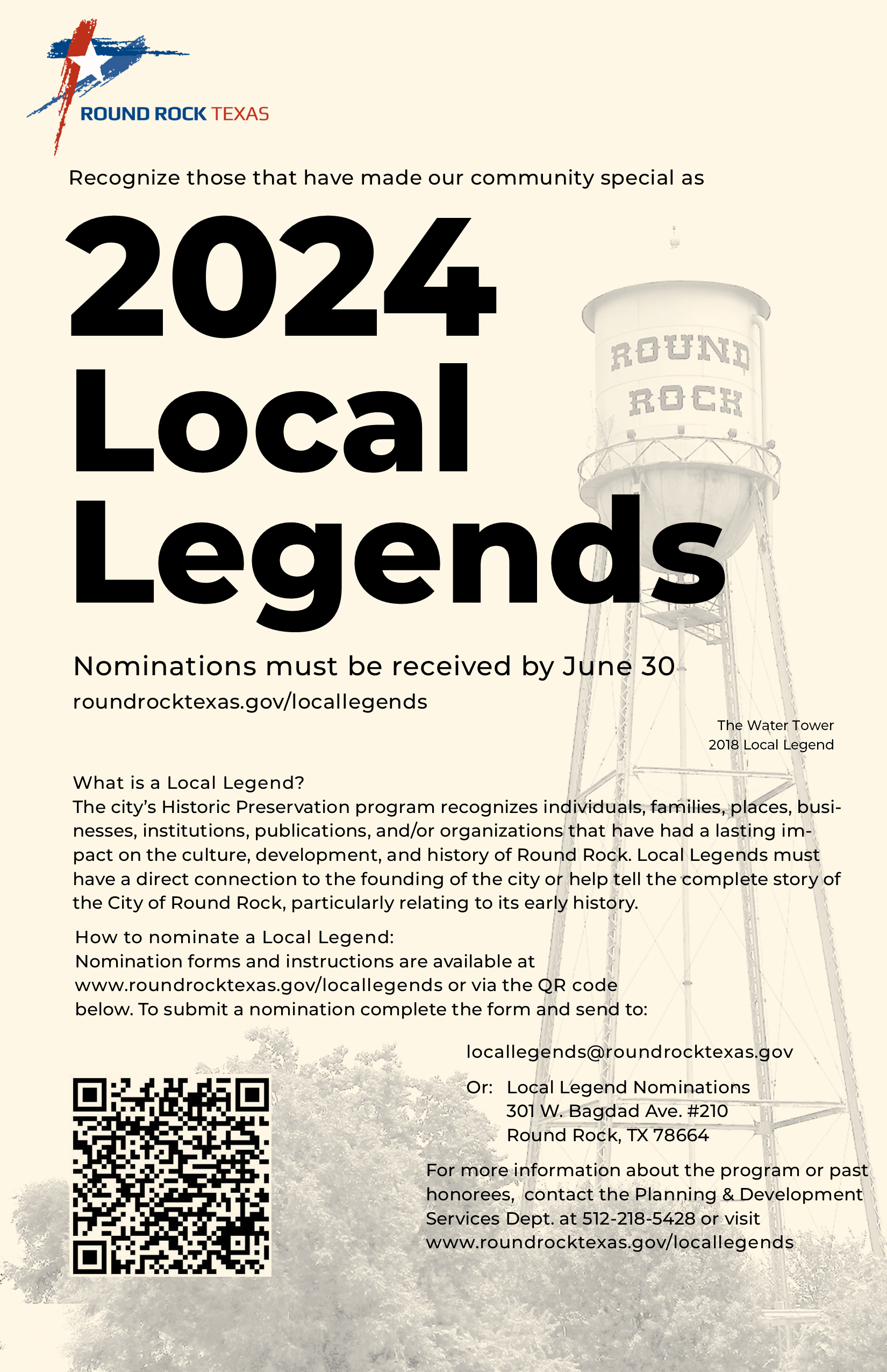 Local Legend nominations extended to July 15 - City of Round Rock